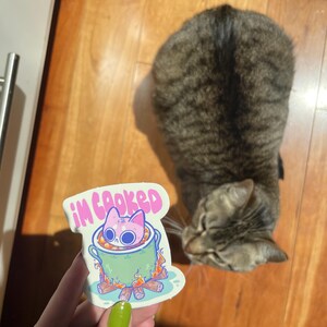 I'm Cooked Cat Sticker, Funny Relatable Sticker, Vinyl Stickers ...