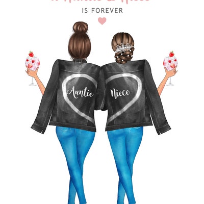 Auntie and Niece Personalised Print, Auntie and Niece Friends, Birthday ...