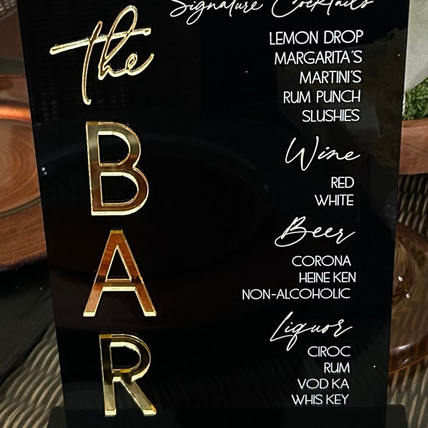 Signature Drinks Bar Sign || Custom Acrylic Wedding Sign Personalized ...