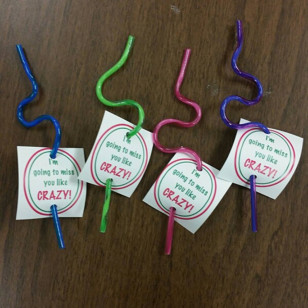 Crazy Straw Printable, "i'll Miss You Like Crazy!" - Etsy