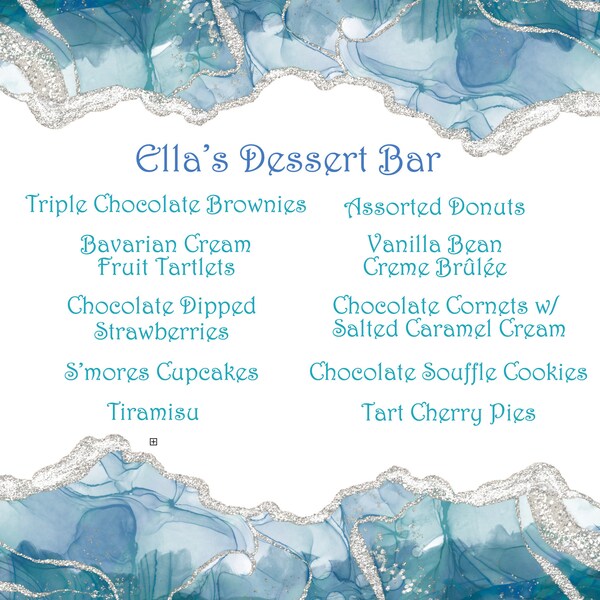 Turquoise Agate Borders Clipart: Teal Watercolor, Silver Glitter ...