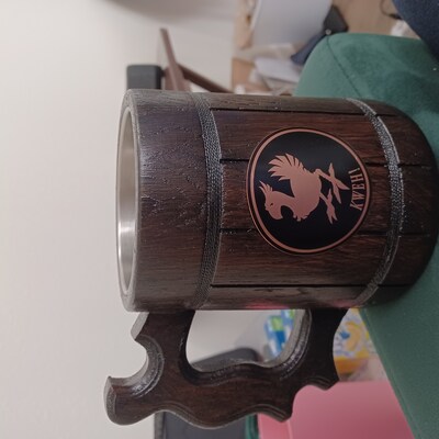 Vikings Vegvisir Signpost Oak Wooden Stein VIKING COMPASS Beer Tankard ...