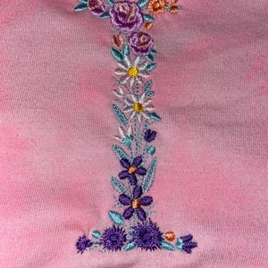Machine Embroidery LETTER I Uppercase 10cm /4 Tall Dainty Floral Font ...