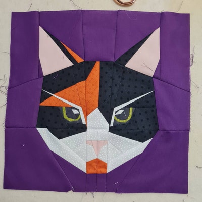 FPP Cat Face Quilt Block - Etsy