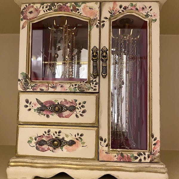 Girls Jewelry Box, Painted Ladies Pink Jewelry Box, Jewelry Armoire ...