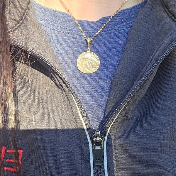 14K Solid Gold Black Hole Necklace, Solar System Medallion, Astronomy ...