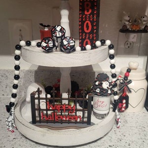 Halloween Pink Rhinestones BOO Ghost Glitter Wood Blocks Set of 3 Tier ...