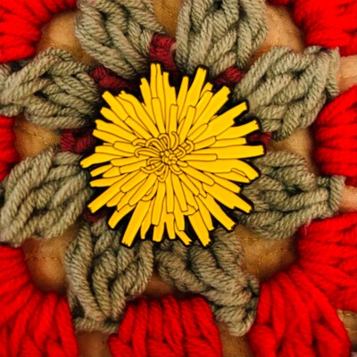 Large Dandelion Brooch Yellow Enamel Badge Enamel Jewelry Plant Lover ...