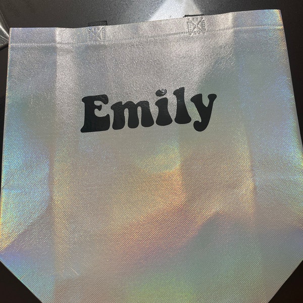 Retro Holographic Tote Gift Bag Personalized / 70s 80s Disco Style ...
