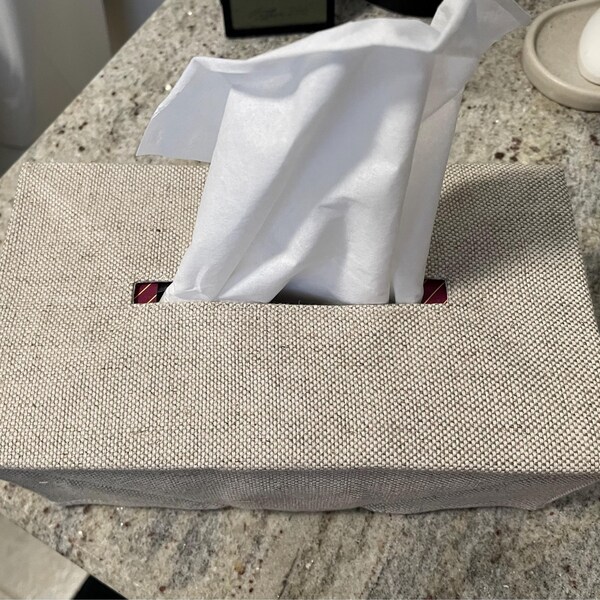 Linen Tissue Box Cover 100% Woven Linen With Cotton Muslin Lining ...