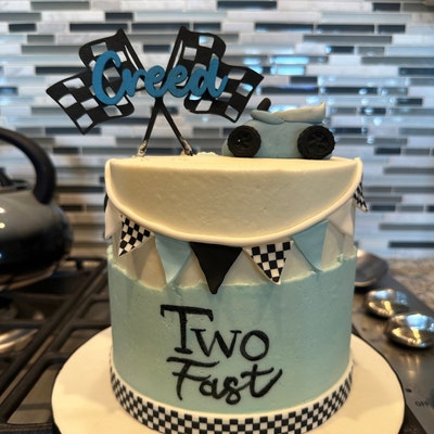 Personalized Race Cake Topper Racing Flags Racing Theme Birthday ...