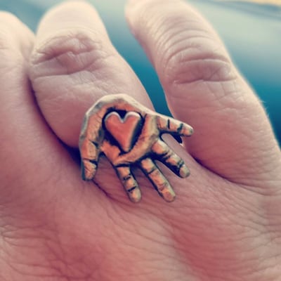 Heart in Hand Ring - Etsy