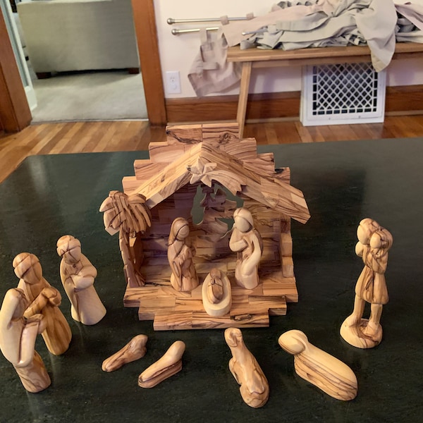 Olive Wood Nativity Set Faceless Carved Figures Christmas Gift From the ...