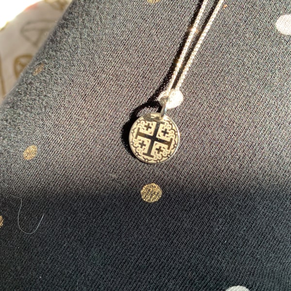 Dainty 14k Solid Gold Jerusalem Cross Coin Necklace: Greek Orthodox ...