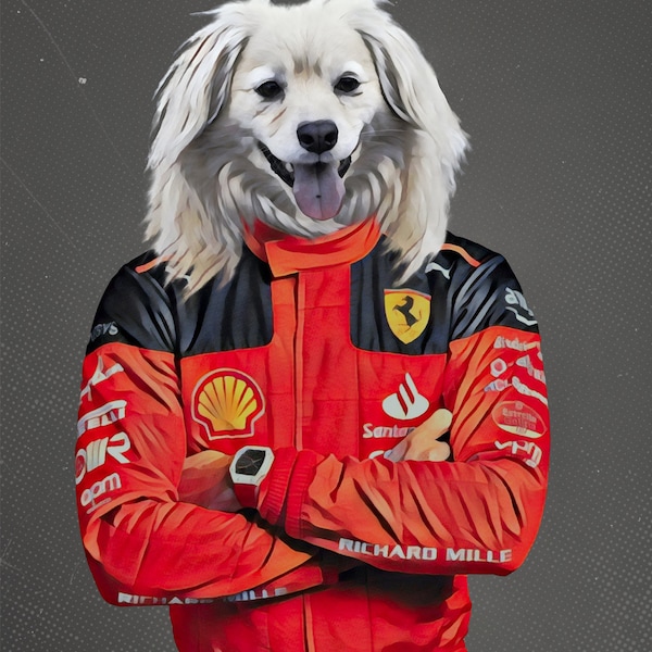 2024 Scuderia Ferrari F1 Driver Team Funny Pet Custom Portrait From ...