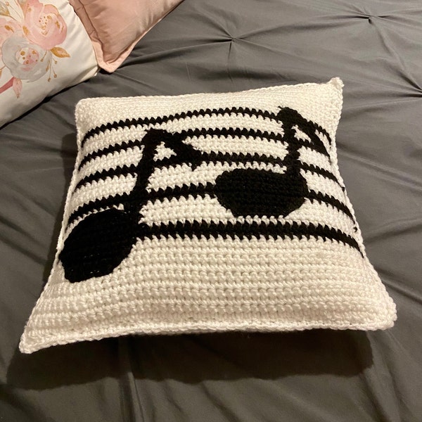 Music Notes Pillow Cover Crochet Pattern - Etsy
