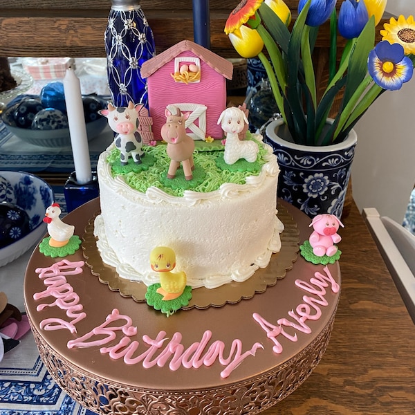 Farm Animal Cake Toppers Set - Centerpieces for Birthday & Baby Shower ...