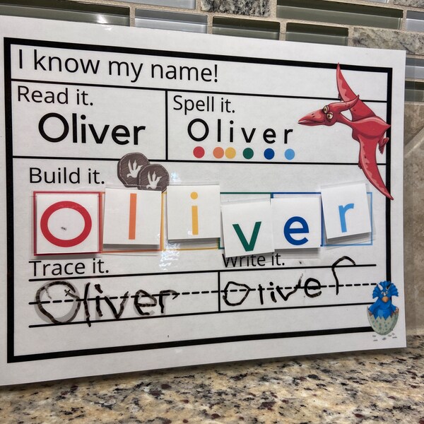 Dry Erase Name Mat, Montesorri Activity to Learn to Spell and Write ...