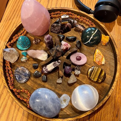 Libra Crystal Tray Wooden Crystal Tray Libra Crystal - Etsy