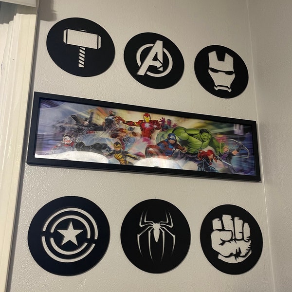 Avengers Wood Wall Art Set of 6, Geometric Nursery Wall Decor, 3D ...