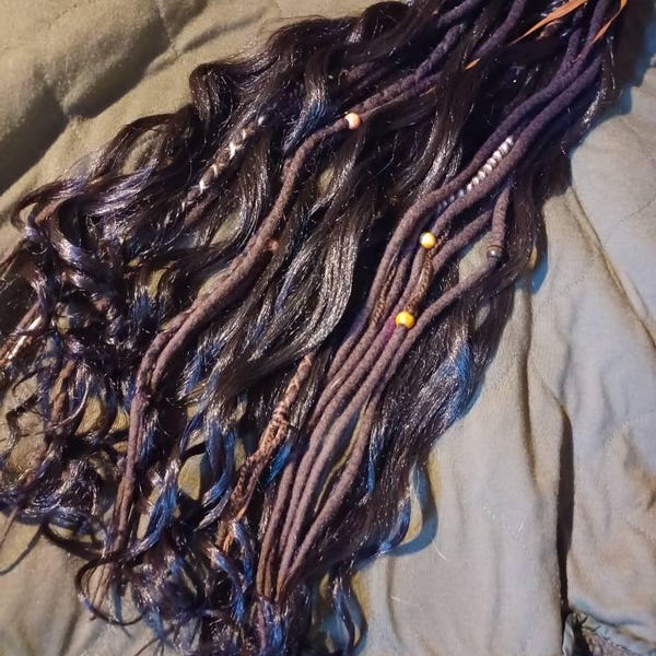 Ombre Dark Brown Curly Dreadlock Extensions: Wool Boho Crochet DE/SE - Etsy
