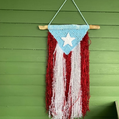 Puerto Rico Flag Tutorial for Beginners, DIY Yarn Wall Hanging Pattern ...