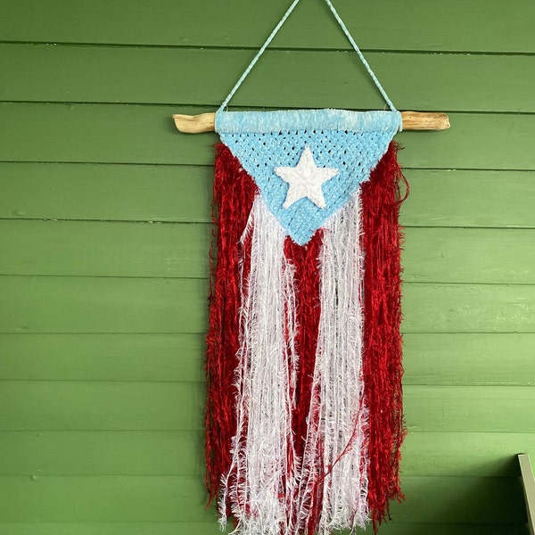 Puerto Rico Flag Tutorial for Beginners, DIY Yarn Wall Hanging Pattern ...