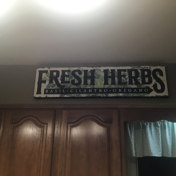 Modern Kitchen Farmhouse Decor Fresh Herbs Sign Farm Signs Large Rustic ...