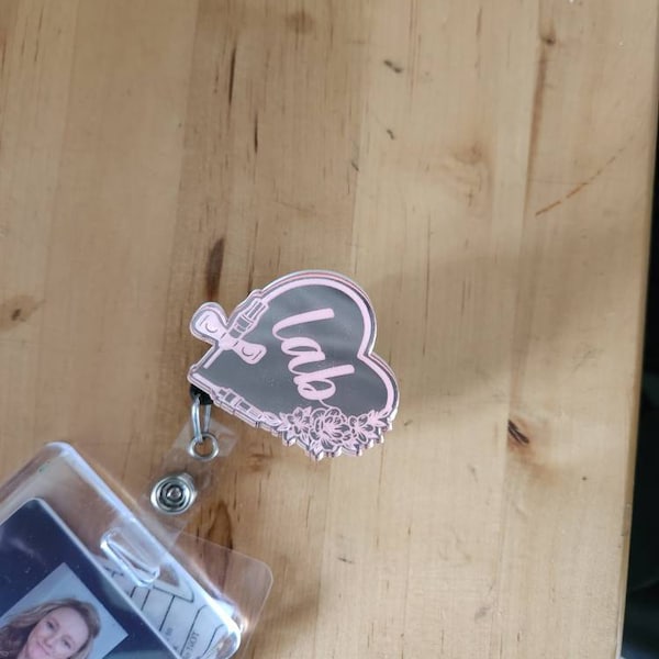 Lab Badge Reel, Phlebotomy Badge Reel, Laboratory Badge, Rose Gold ...
