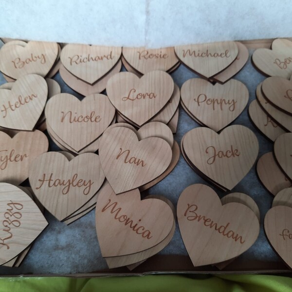 Personalised Wedding Place Names Wooden Heart Place Setting Wood Place ...