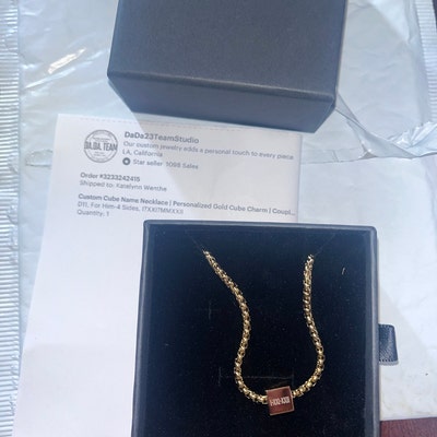 Custom Cube Name Necklace Personalized Gold Cube Charm Couples Jewelry ...