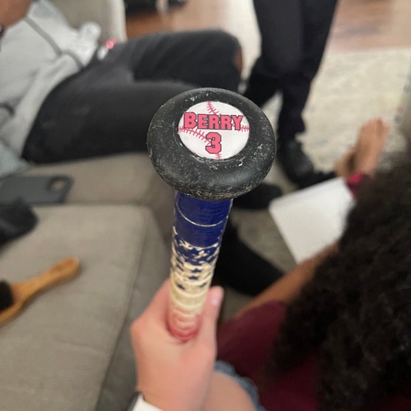 Baseball Bat Name and Number Sticker (10 Pack Discount) - Custom 1 Inch ...