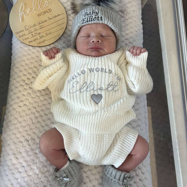 Personalised Hello World Baby Outfit Embroidered Newborn Baby Gifts ...