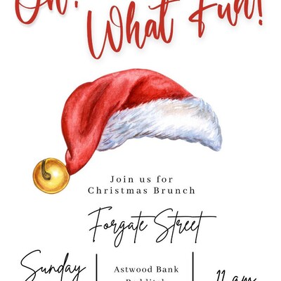 Editable and Printable Santa Hat Christmas Party Invitation Template ...