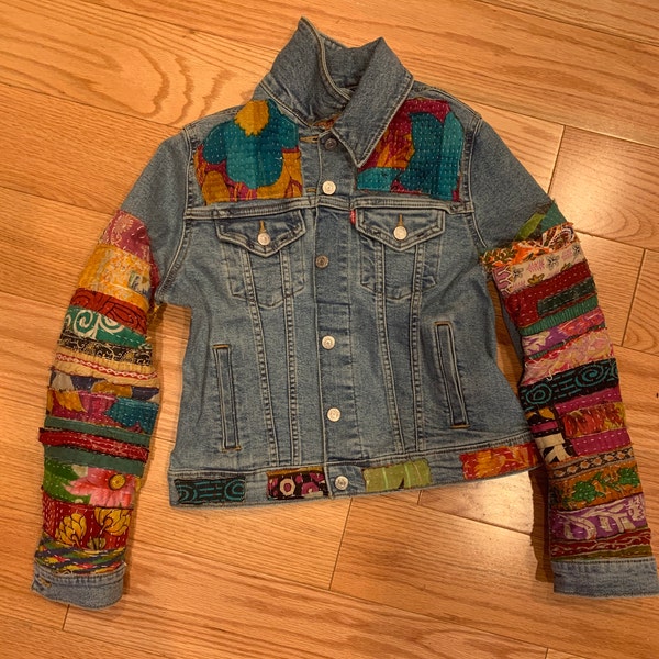 Custom Patchwork Jeans - Kantha Made to Order - Patchwork Hippie Boho Denim Patch Work Recycled ...
