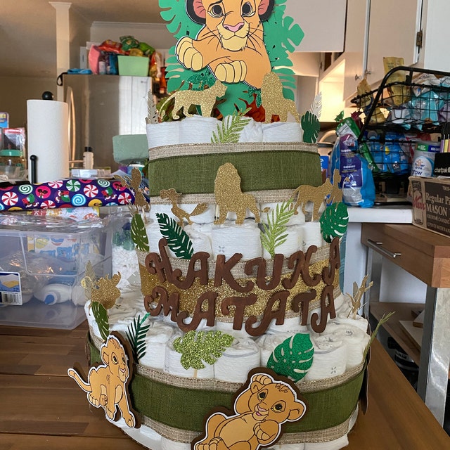 4 Tier, Lion King Diaper Cake, Simba and Nala Diaper Cake, Lion King ...