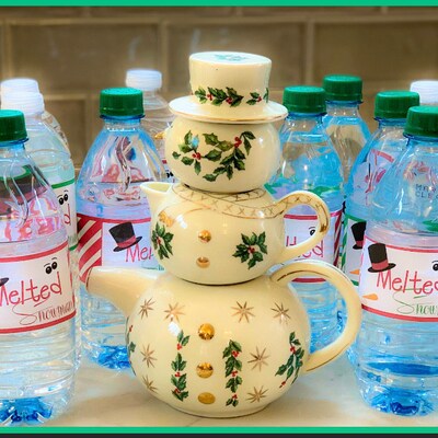 Melted Snowman Water Bottle Wrappers, Melting Snowman, Water Bottle ...