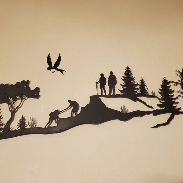 Metal Wall Art Nature Walk Decor, Mountain Hiking, for Gift Trekking ...