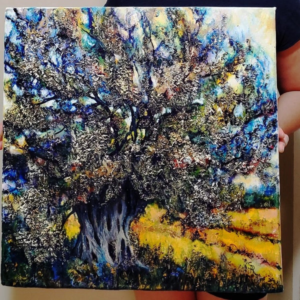 Greek Church Palm Tree an ORIGINAL FRAMED Cyprus Mediterranean Bright ...