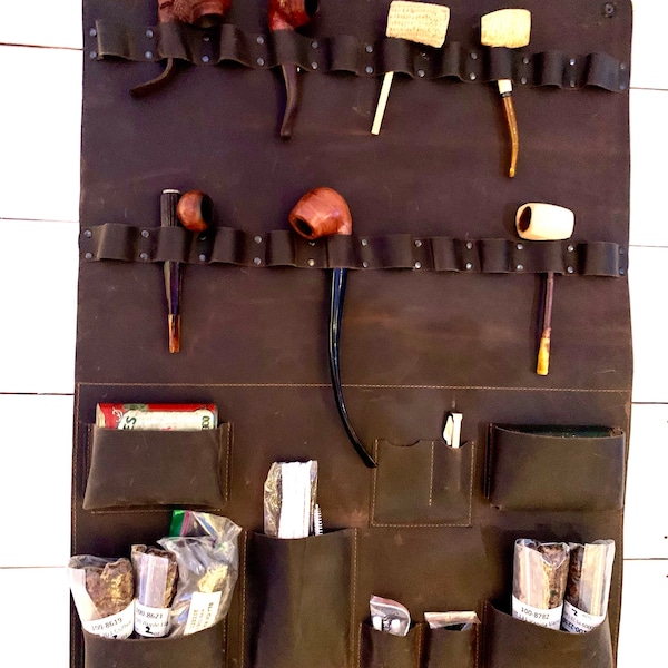 Leather Wall Rack for Holding Tobacco Pipes and Accessories, Wall Pipe ...
