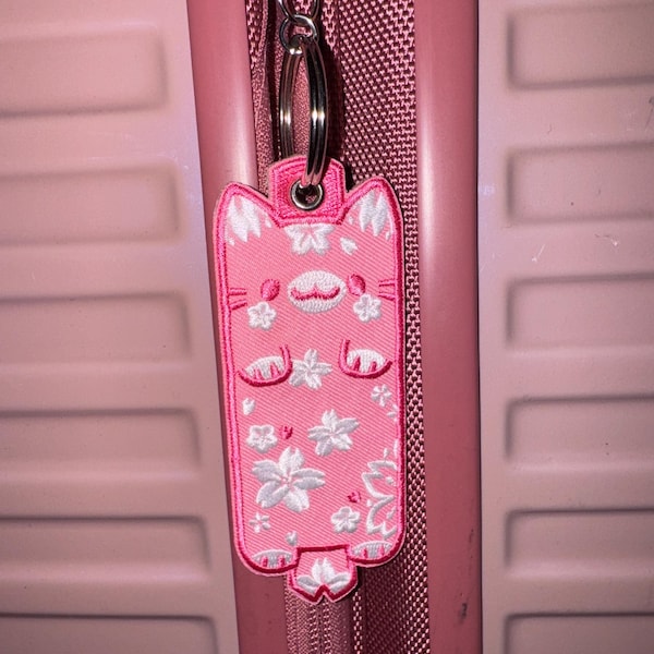 Cute Cat Embroidered Tag Keychain - Kawaii Neko Jet Tags (tamago ...