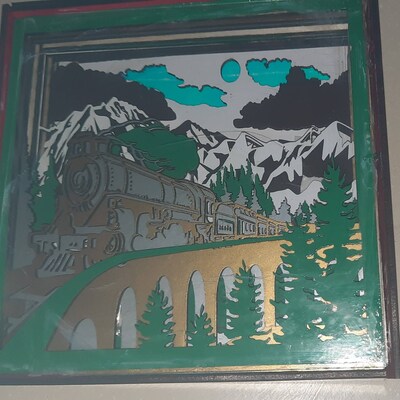 Old Train 1 Shadow Box Files, Paper Cut Light Box Template Files ...