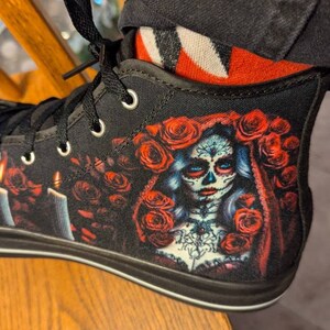 Mens Goth Shoes Gothic Vampire Costume Sneakers, Smoldering Molten Lava ...