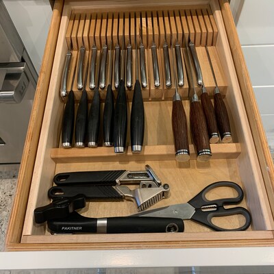 Custom Drawer Divider Maple Silverware Organizer 6 Spaces - Etsy