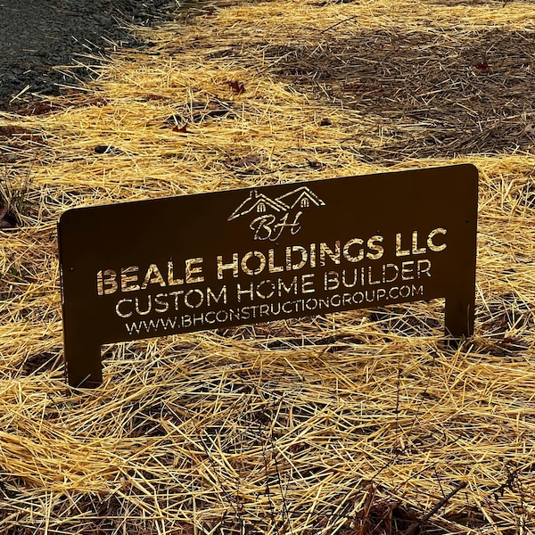Custom Rectangle Logo Yard Sign – Powder Coated Sturdy Metal Business ...