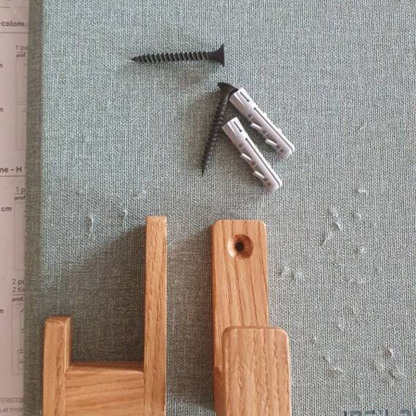 Self-adhesive Oak Wooden Rounded Wall Hooks Sets, Danish Oil Finish ...