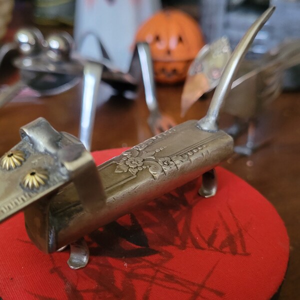 Dachshund Dog Silverware Art Small Sculpture Vintage Silverplated ...