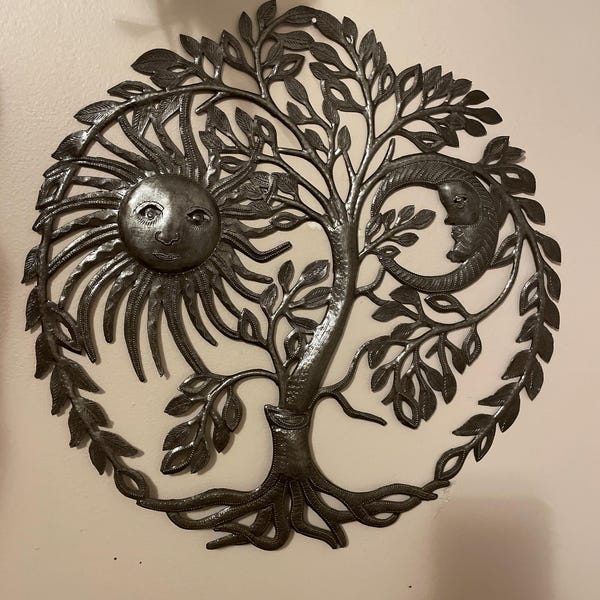 HUGE Moon Tree of Life Piece Handmade in Haiti Fair Trade Sun Solstice ...