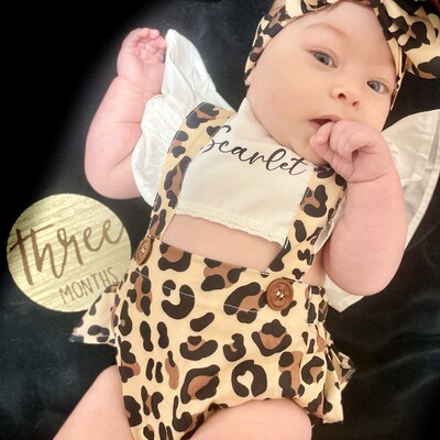 Baby Girl Leopard Animal Print Clothes, Personalized Wild One Infant ...