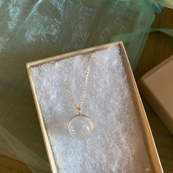 Rainbow Moonstone Necklace, Solid 14k Gold Pendant, June Birthstone ...